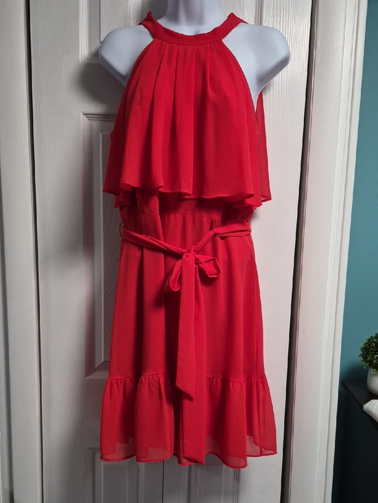 Alisa J | Dresses | Elisa J Red Halter Tiewaist Mini Dress 4 | Poshmark